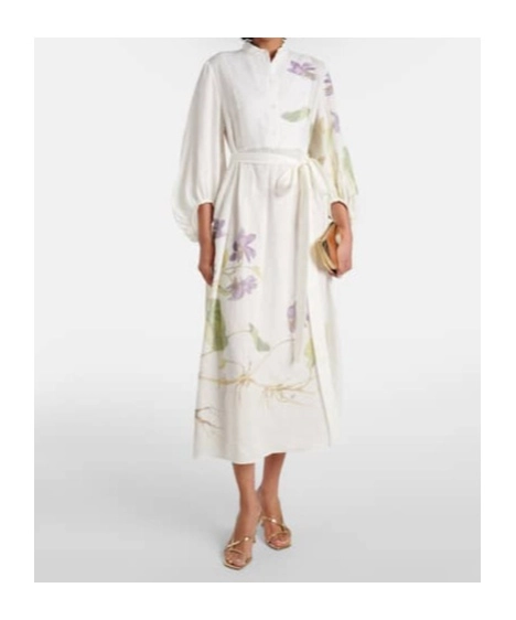 Erdem Printed Linen Wrap Dress