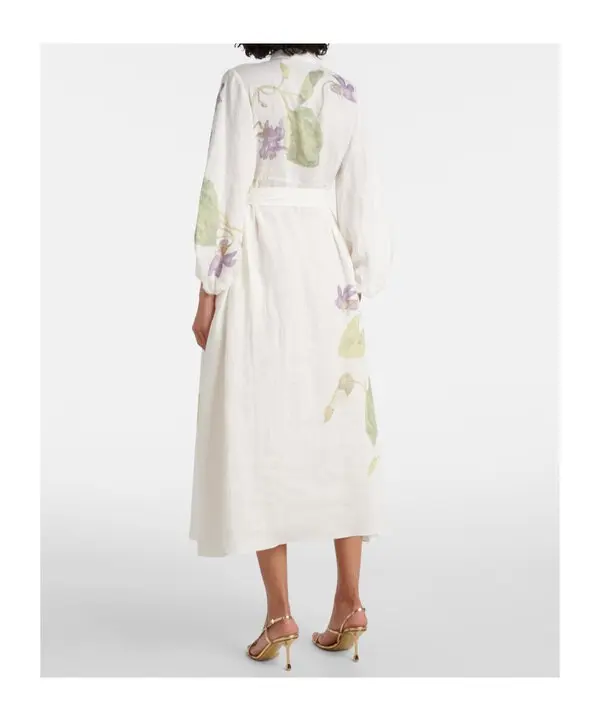 Erdem Printed Linen Wrap Dress