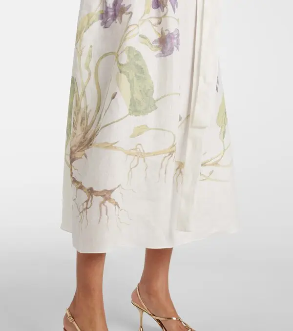 Erdem Printed Linen Wrap Dress