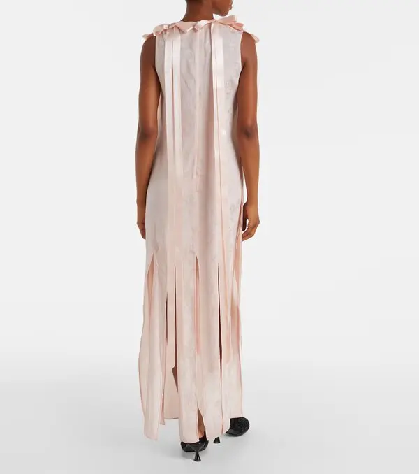 Simone Rocha Floral Jacquard Maxi Dress With Ribbon Bows