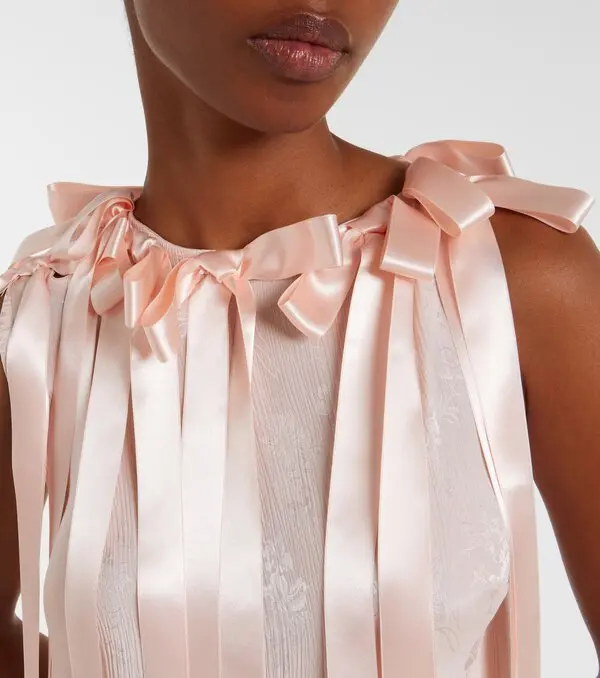 Simone Rocha Floral Jacquard Maxi Dress With Ribbon Bows