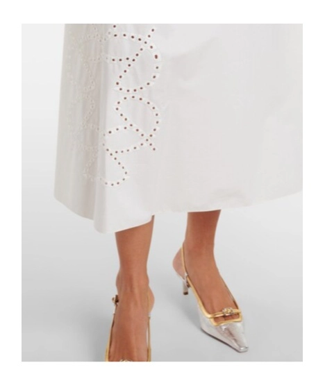 Elie Saab Embroidered Cotton Midi Skirt - White