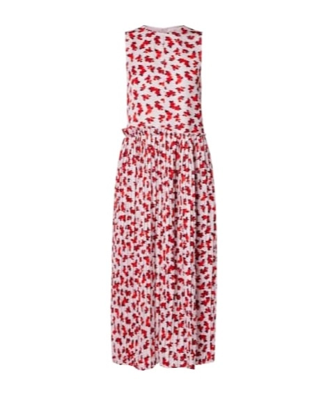 JIL SANDER Sleeveless Floral Print Midi Dress - Pink