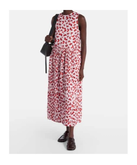 JIL SANDER Sleeveless Floral Print Midi Dress