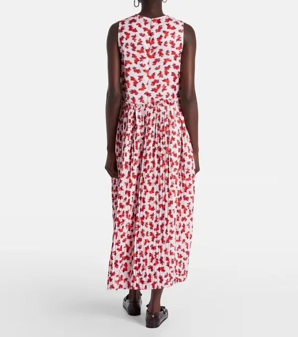 JIL SANDER Sleeveless Floral Print Midi Dress