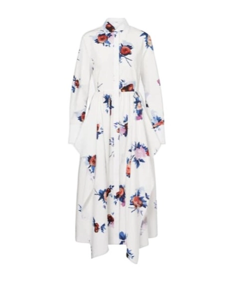 Erdem Floral Cotton Poplin Shirt Dress - White