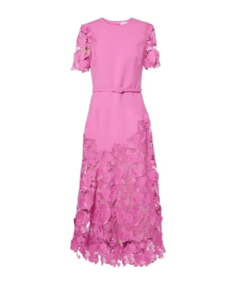 Oscar De La Renta Orchid Guipure Wool-blend Midi Dress - Pink