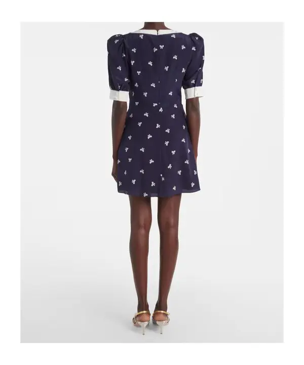 Alessandra Rich Bow-detail Polka-dot Silk Minidress