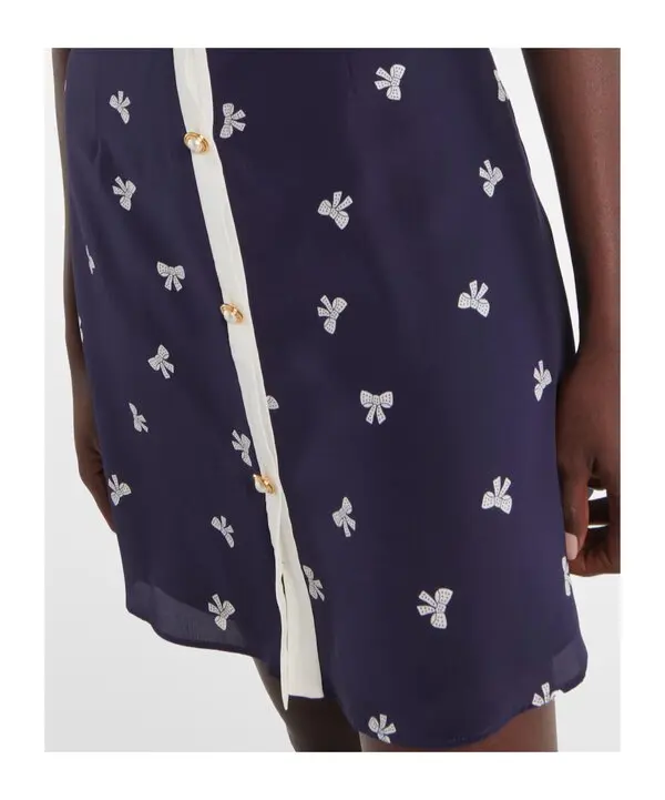 Alessandra Rich Bow-detail Polka-dot Silk Minidress