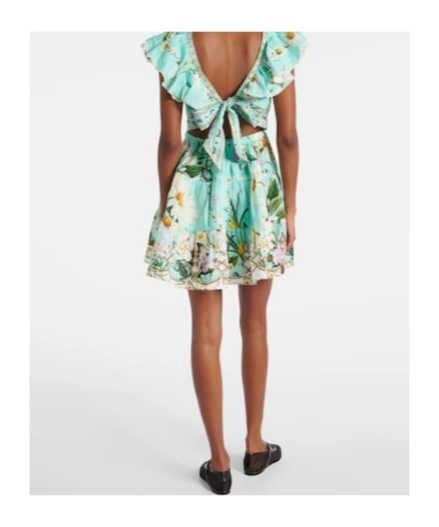 Camilla Floral Embellished Linen Minidress