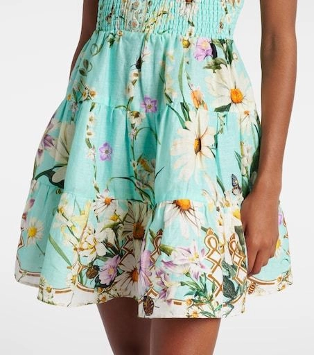 Camilla Floral Embellished Linen Minidress