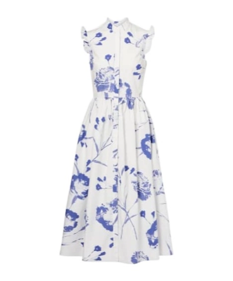 Erdem Floral Cotton Poplin Midi Dress - White