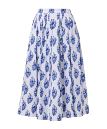 Carolina Herrera Floral Cotton-blend Midi Skirt - Blue