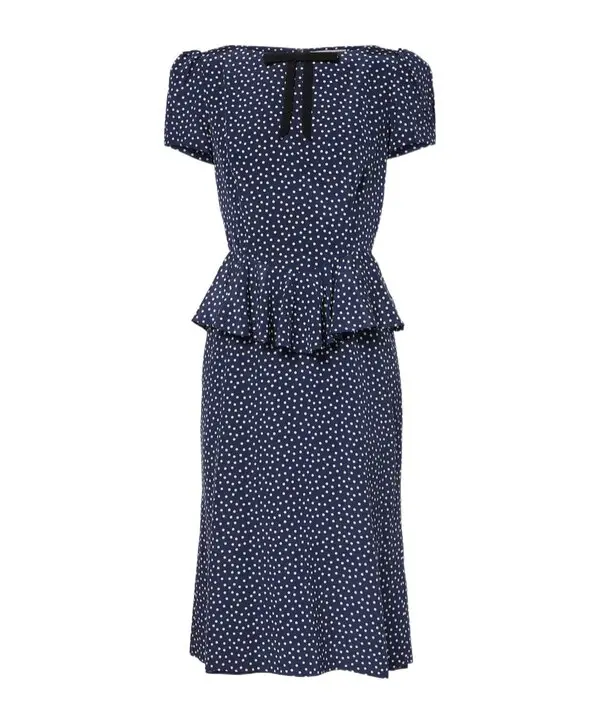Alessandra Rich Polka-dot Silk Midi Dress