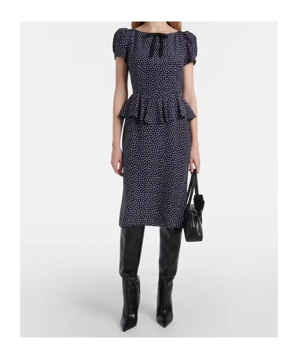 Alessandra Rich Polka-dot Silk Midi Dress