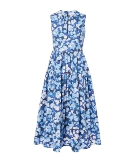 Erdem Floral-appliqué Ruffled Cotton Cocktail Dress - Blue