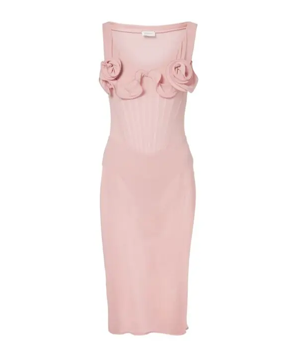 Magda Butrym Bustier Dress With Floral Appliqu - Pink