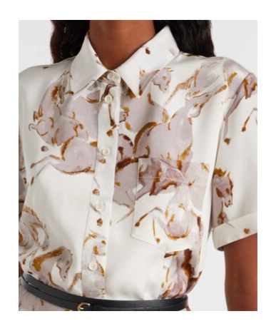 Altuzarra Kiera Printed Silk Shirt Dress - Nude