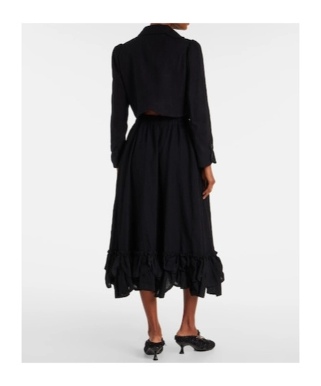 Comme Des Garçons Wool-blend Midi Skirt With Drawstring Waist And Ruffle Hem