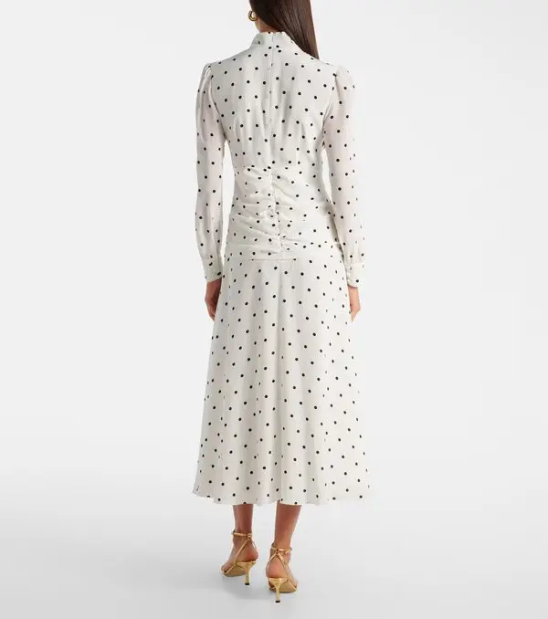 Alessandra Rich Polka-dot Silk Midi Dress