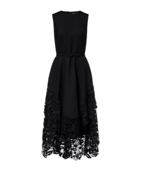 Oscar De La Renta Wool-blend And Lace Cocktail Dress - Black