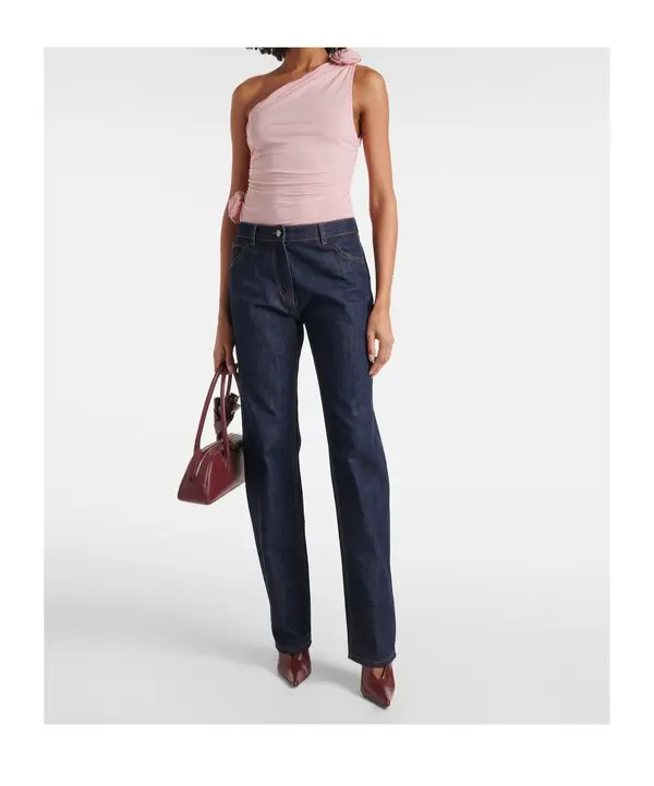 Magda Butrym Floral-applique One-shoulder Silk-blend Top