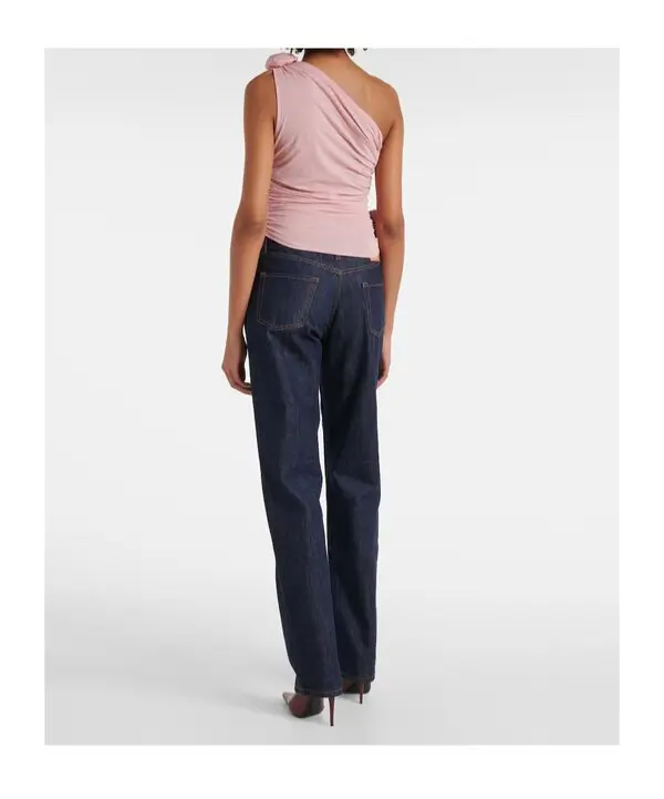 Magda Butrym Floral-applique One-shoulder Silk-blend Top