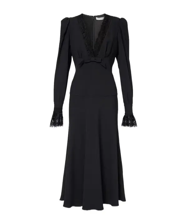 Alessandra Rich Lace-trimmed Satin Midi Dress