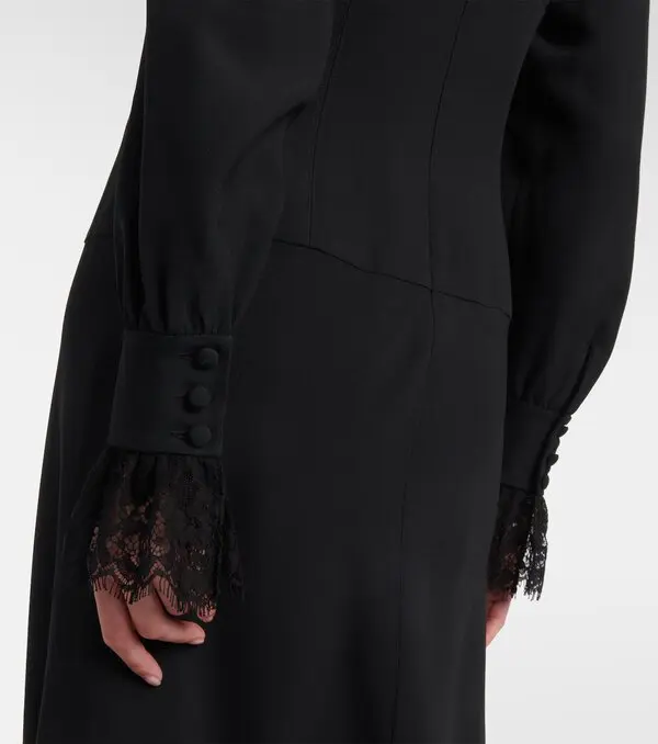 Alessandra Rich Lace-trimmed Satin Midi Dress