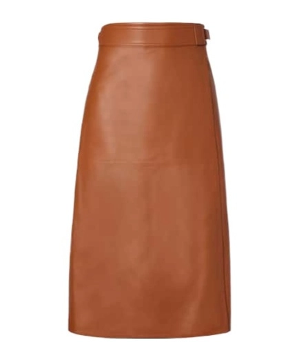 Ralph Lauren Jacqueline Leather Midi Skirt - Brown