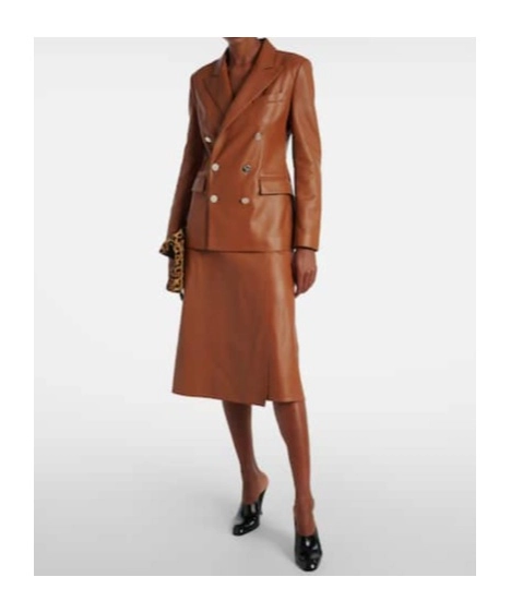 Ralph Lauren Jacqueline Leather Midi Skirt