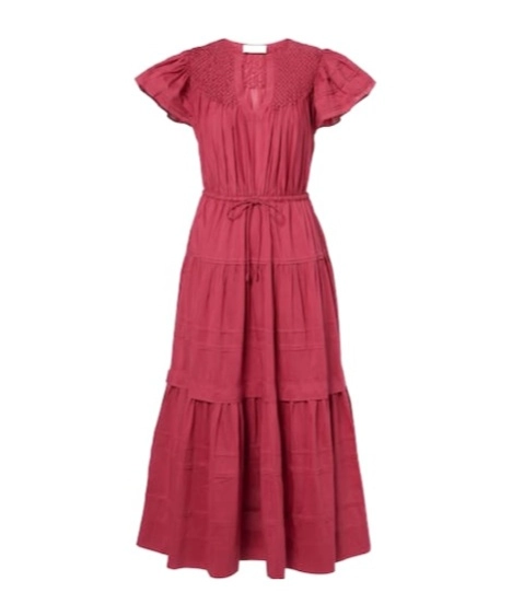 Ulla Johnson Pleated Midi Dress - Red