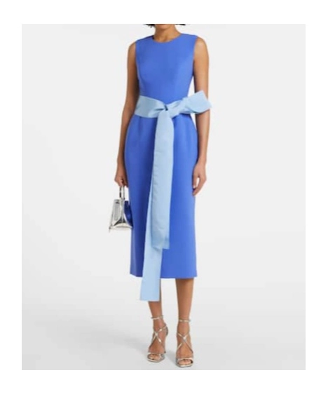 Carolina Herrera Sleeveless Crêpe Cocktail Dress With Tie Detail - Blue