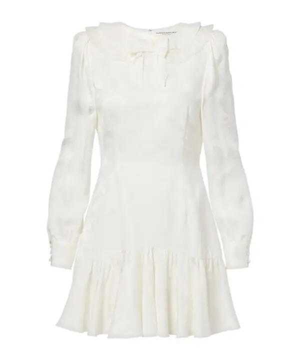 Alessandra Rich Bow-detail Floral Jacquard Minidress - White
