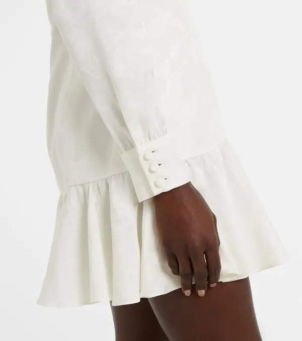 Alessandra Rich Floral Jacquard Minidress With Bow Detail