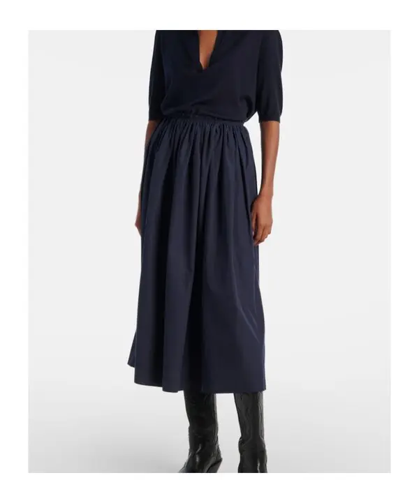 Gabriela Hearst Chiara Cotton Midi Skirt - Blue