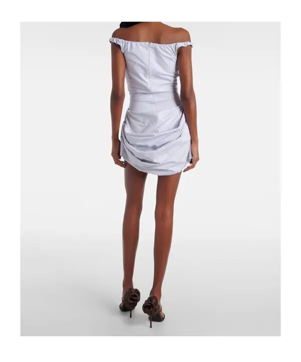Magda Butrym Striped Draped Cotton Poplin Bustier Dress