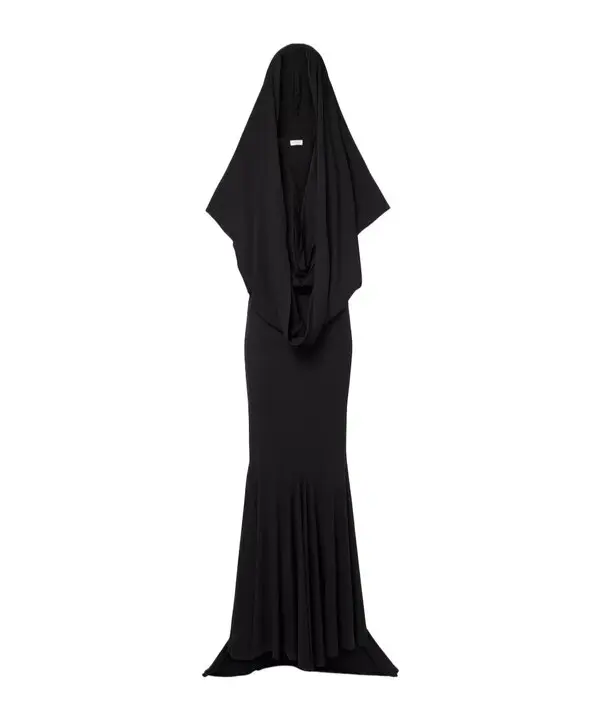 Magda Butrym Hooded Silk-blend Jersey Maxi Dress - Black