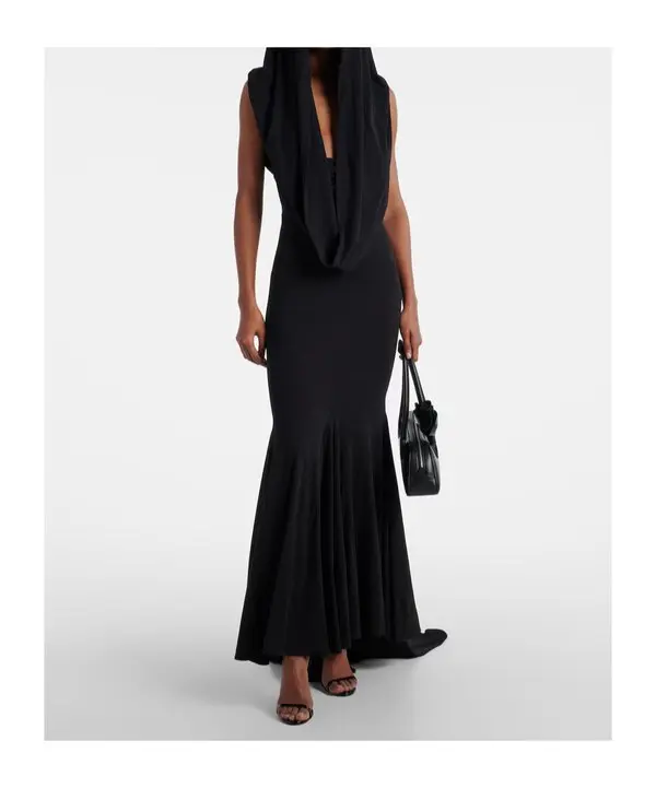 Magda Butrym Hooded Silk-blend Jersey Maxi Dress