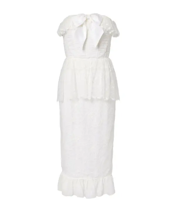 Alessandra Rich Lace And Silk Georgette Bustier Dress - White