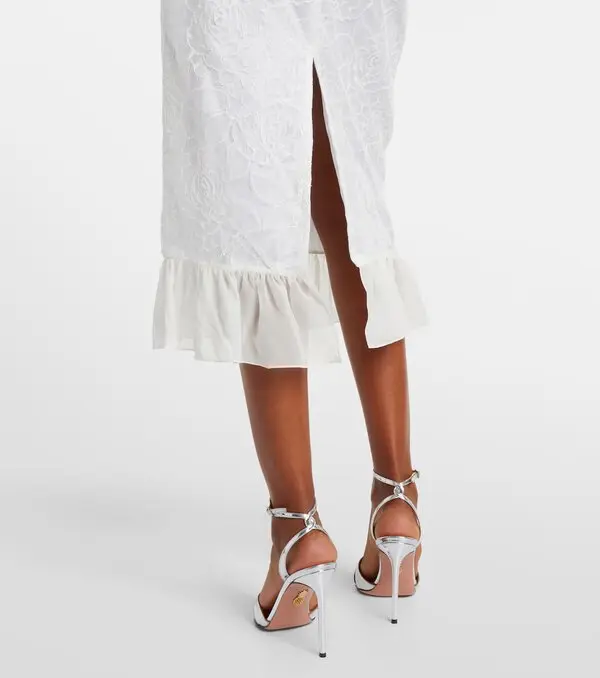 Alessandra Rich Lace And Silk Georgette Bustier Midi Dress - White