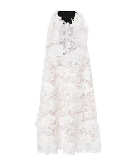 Oscar De La Renta Floral Guipure Lace Minidress - White