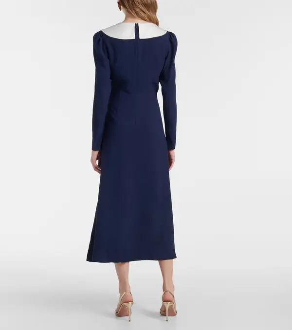Alessandra Rich Satin Midi Dress With Bow Embellishment