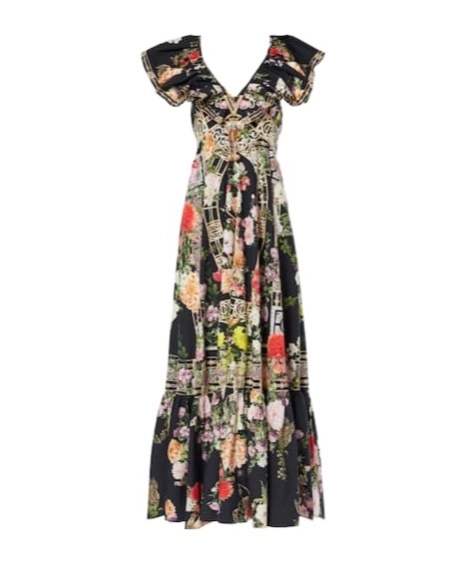 Camilla Ruffled Floral Cotton Maxi Dress - Nude