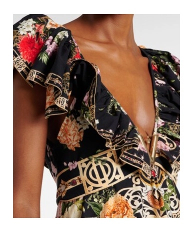Camilla Ruffled Floral Cotton Maxi Dress - Nude