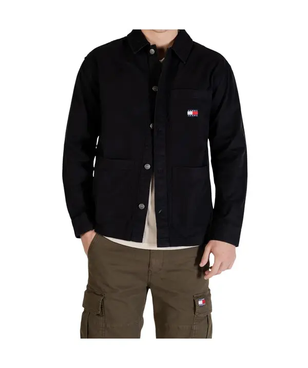 Tommy Hilfiger Long Sleeve Chore Jacket With Embroidered Logo - Black