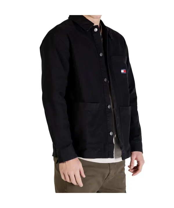 Tommy Hilfiger Long Sleeve Chore Jacket With Embroidered Logo - Black
