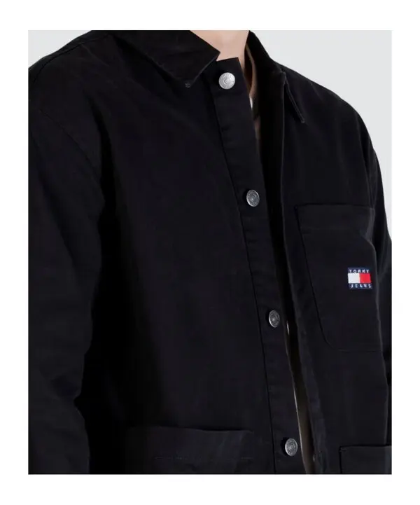 Tommy Hilfiger Long Sleeve Chore Jacket With Embroidered Logo - Black