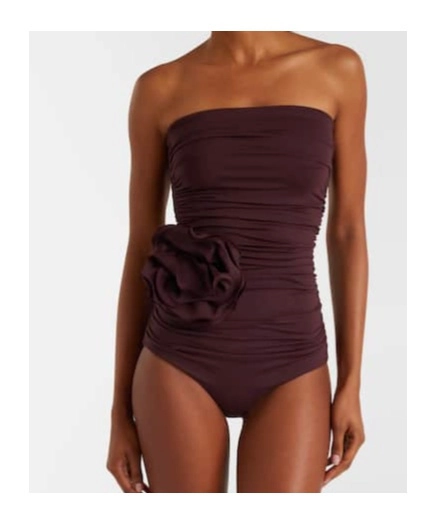 Magda Butrym Floral-appliqué Ruched Swimsuit