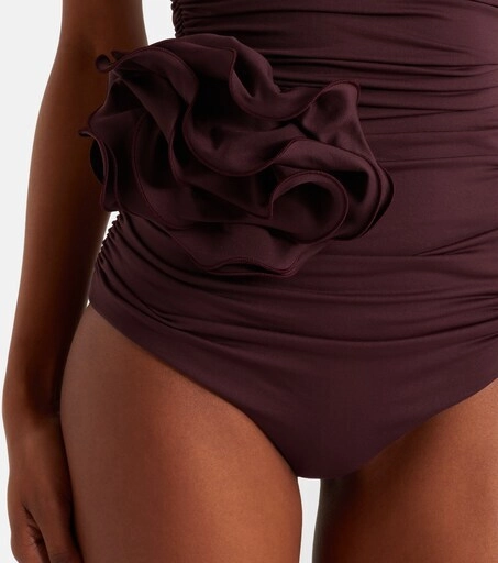 Magda Butrym Floral-appliqué Ruched Swimsuit